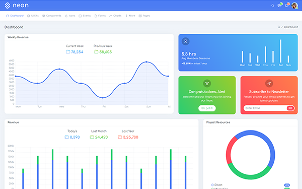 Neon Bootstrap And Laravel Admin Template By Themesbox17