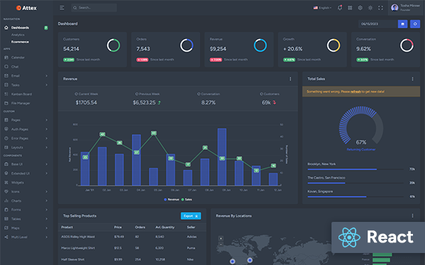 Attex - React Admin & Dashboard Template by Coderthemes