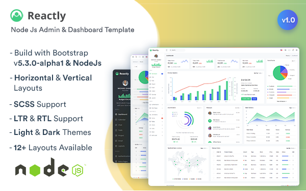 Reactly Nodejs Admin And Dashboard Template By Themesdesign