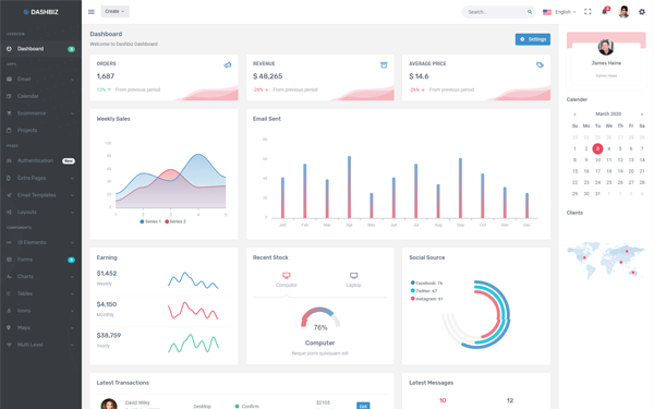 Dashbiz - Admin & Dashboard Template by Themesbrand